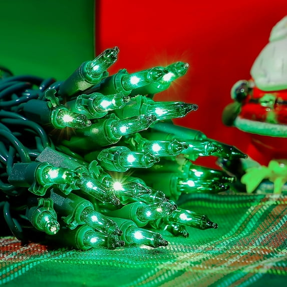XINDUO-50-Count Green Christmas Tree Lights with Green Wire,13ft ...
