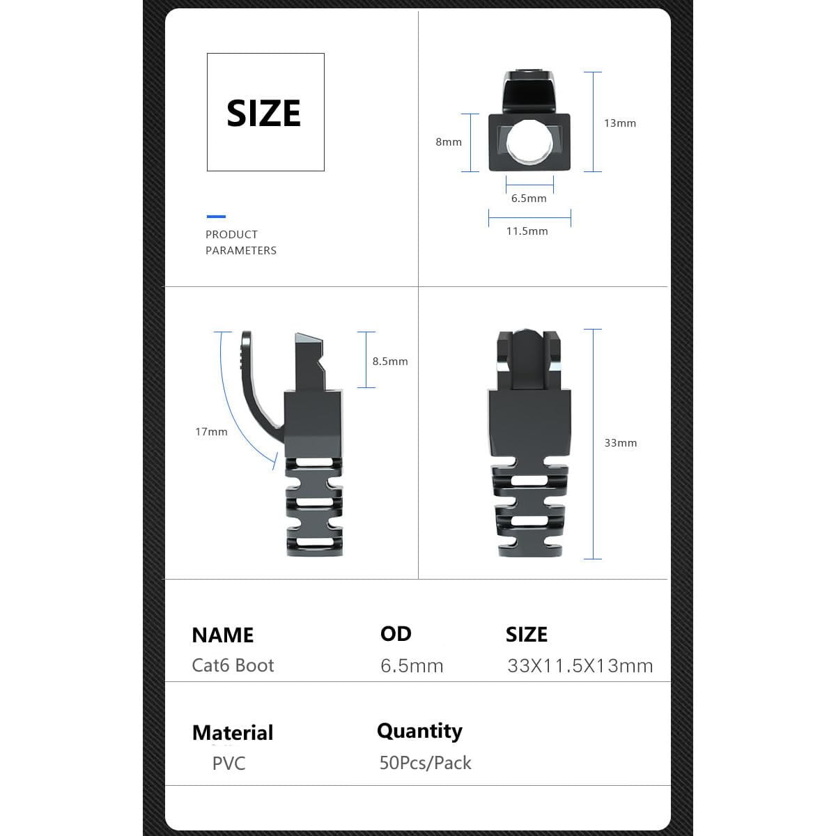 XINDUO-50 Pcs Cat5 Cat5E Cat6 Strain Relief Boot, RJ45 Plug Connector ...