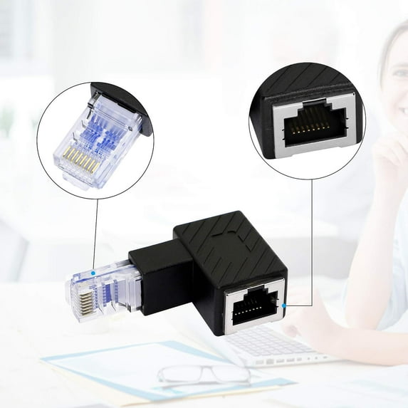 XINDUO-90 Degree Ethernet Adapter,Up Angle RJ45 Male to Female ...