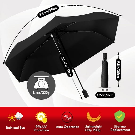 XINDUO-Auto Open Close Umbrella - Ultra Light Compact Travel & Backpack ...