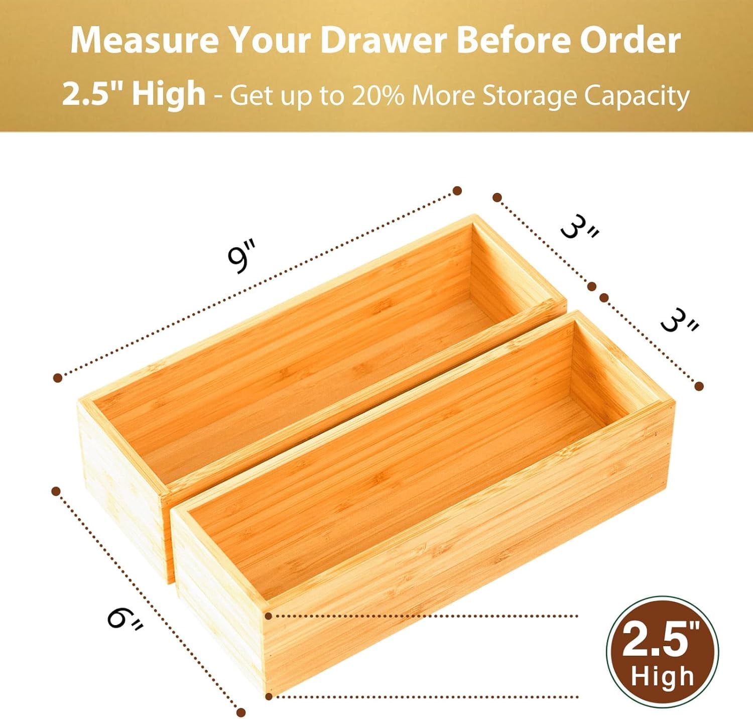 XINDUO-Bamboo Kitchen Drawer Organizer, Extra High Silverware Tray ...