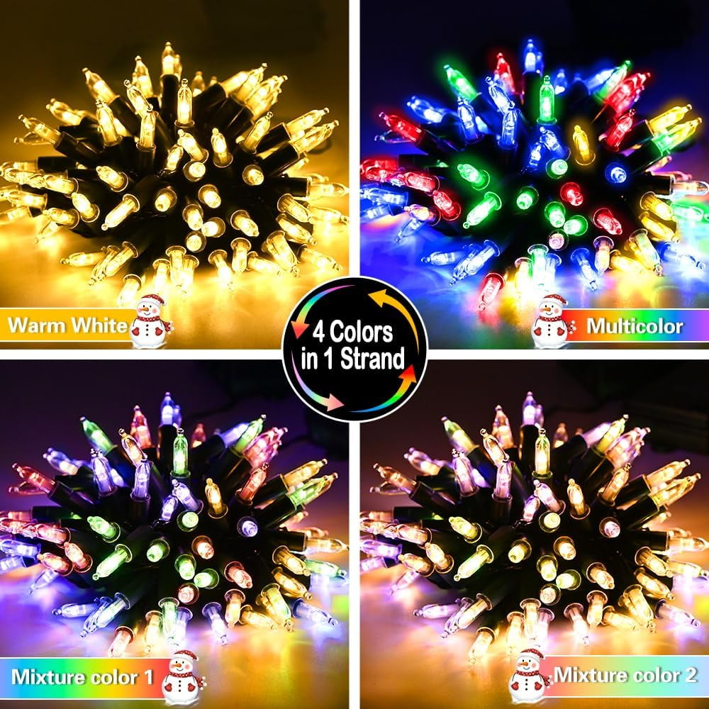 XINDUO-Battery Christmas Lights 4 Pack, 17ft 50 LED Dual Color Changing ...