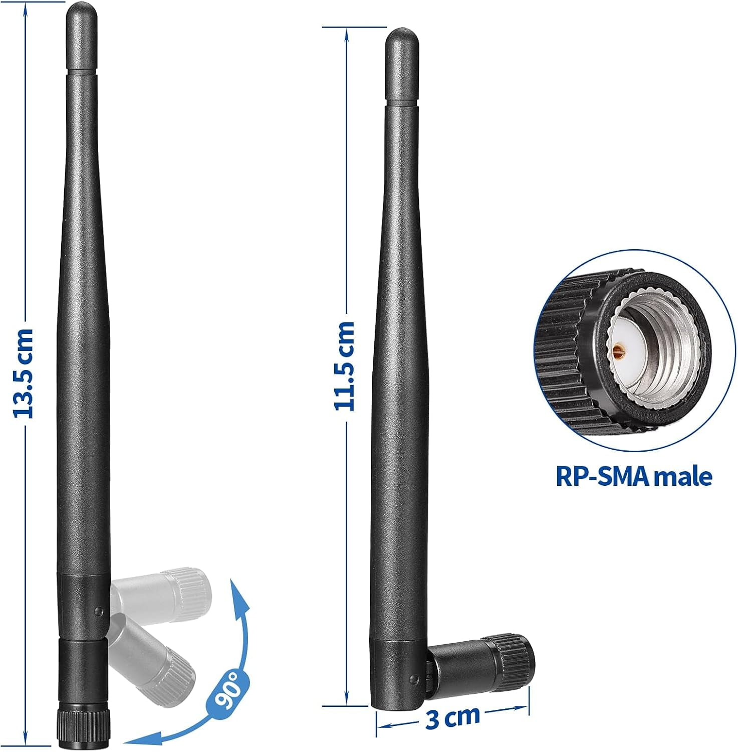 XINDUO-Bingfu Dual Band WiFi Antenna 2.4GHz 5GHz 5.8GHz 3dBi RP-SMA ...
