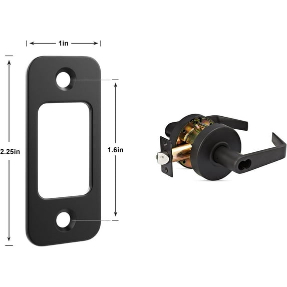 XINDUO-Black Deadbolt Strike Plate for Exterior Door Plate1 x 2 1/4 ...
