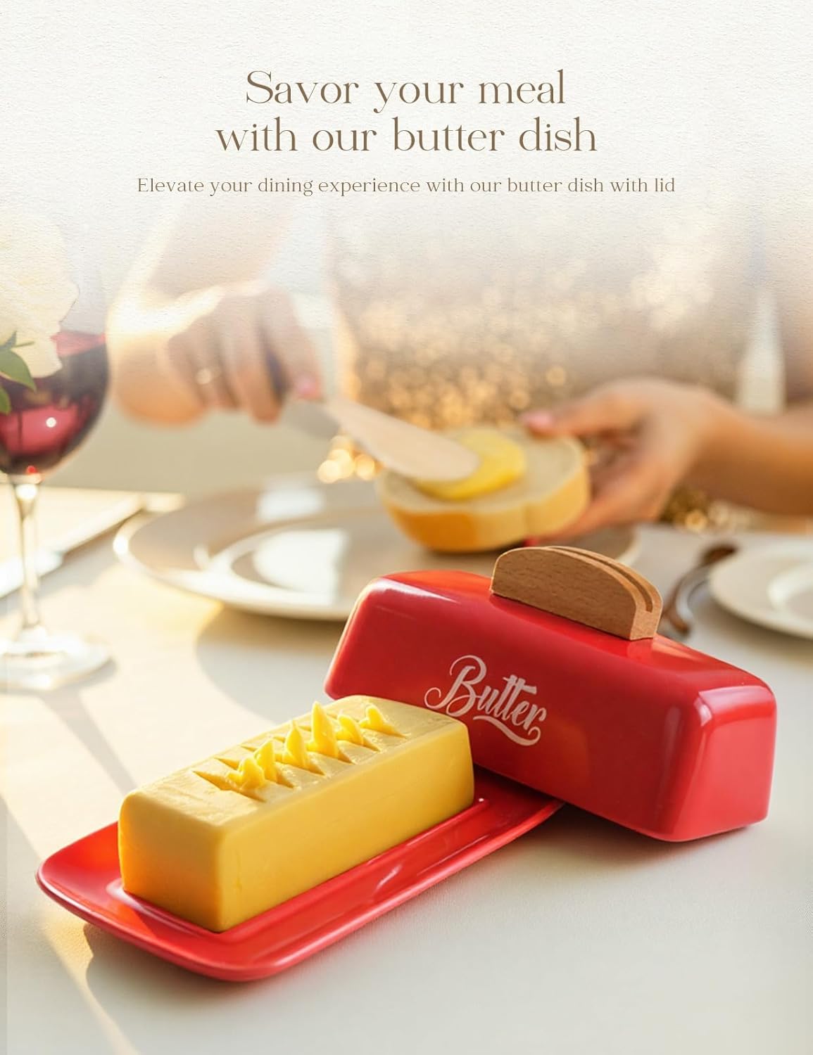 XINDUO-Butter Dish with Lid and Knife Ceramic Butter Holder for Counter ...
