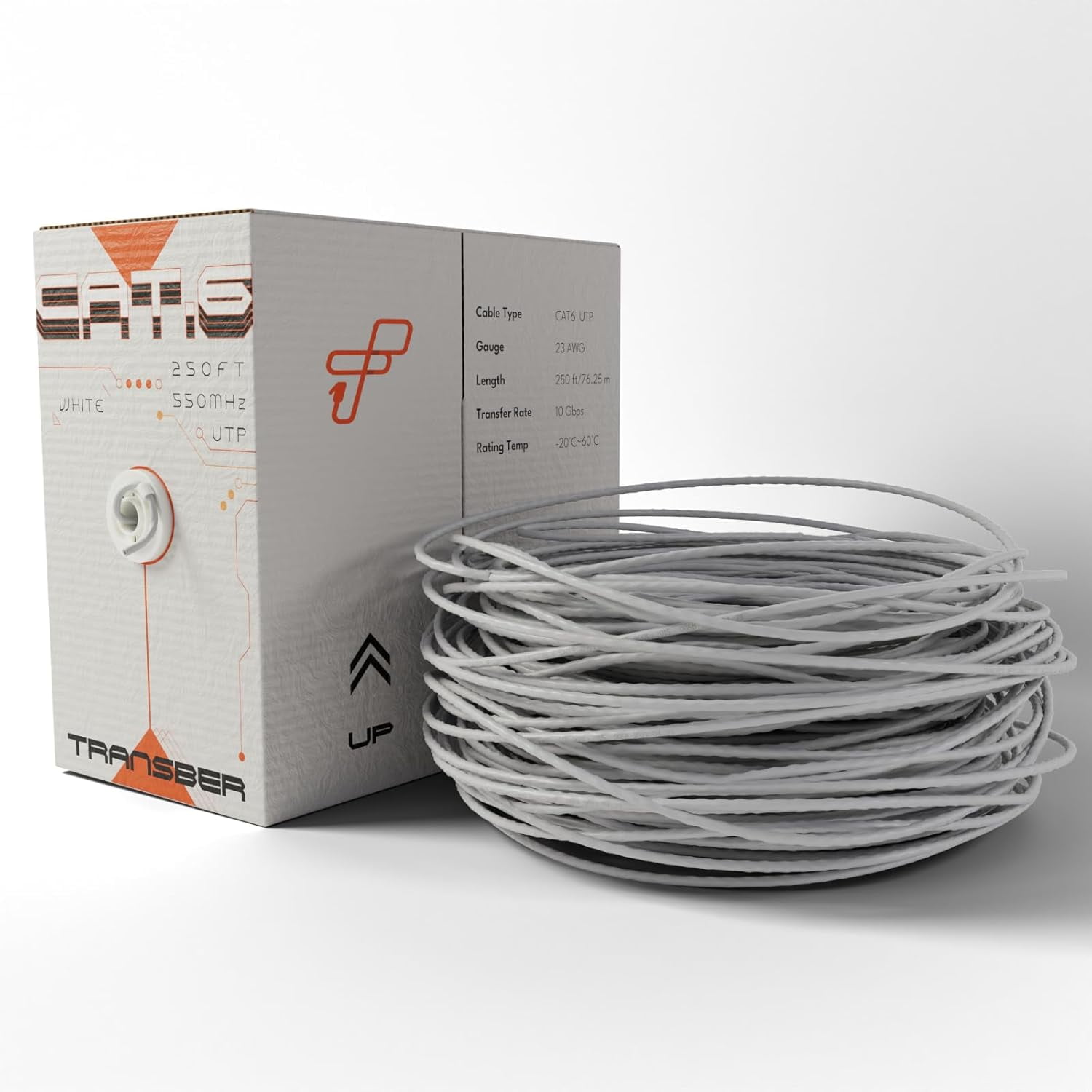 XINDUO-CAT6 250ft Ethernet Cable Solid UTP Up to 10Gbps 550Mhz 23AWG ...