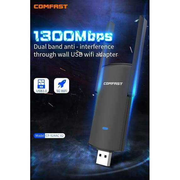 XINDUO-CF-924AC V2 Wireless Network Adapter, Support 1300Mbps Gigabit ...
