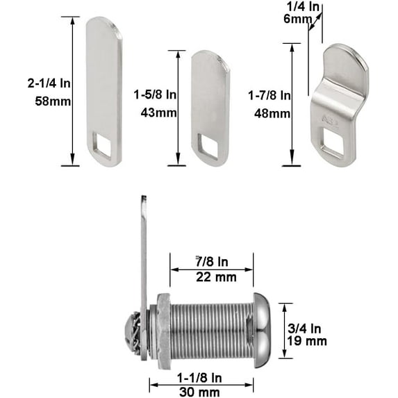 XINDUO-Cabinet Cam Locks Keyed Alike, 1-1/8\u201d Cylinder Cam Locks ...