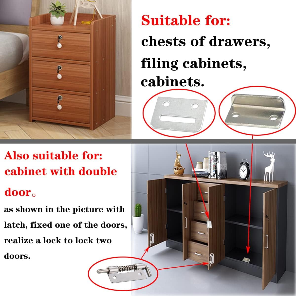 XINDUO-Cabinet Doors Drawer Heavy Safety Closet Lock with Keys Deadbolt ...