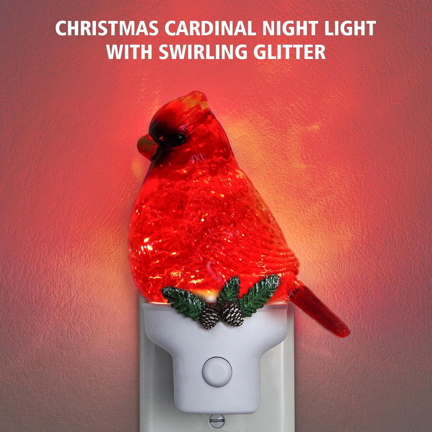 XINDUO-Christmas Cardinal Night Light with Swirling Glitter, Plug-in ...