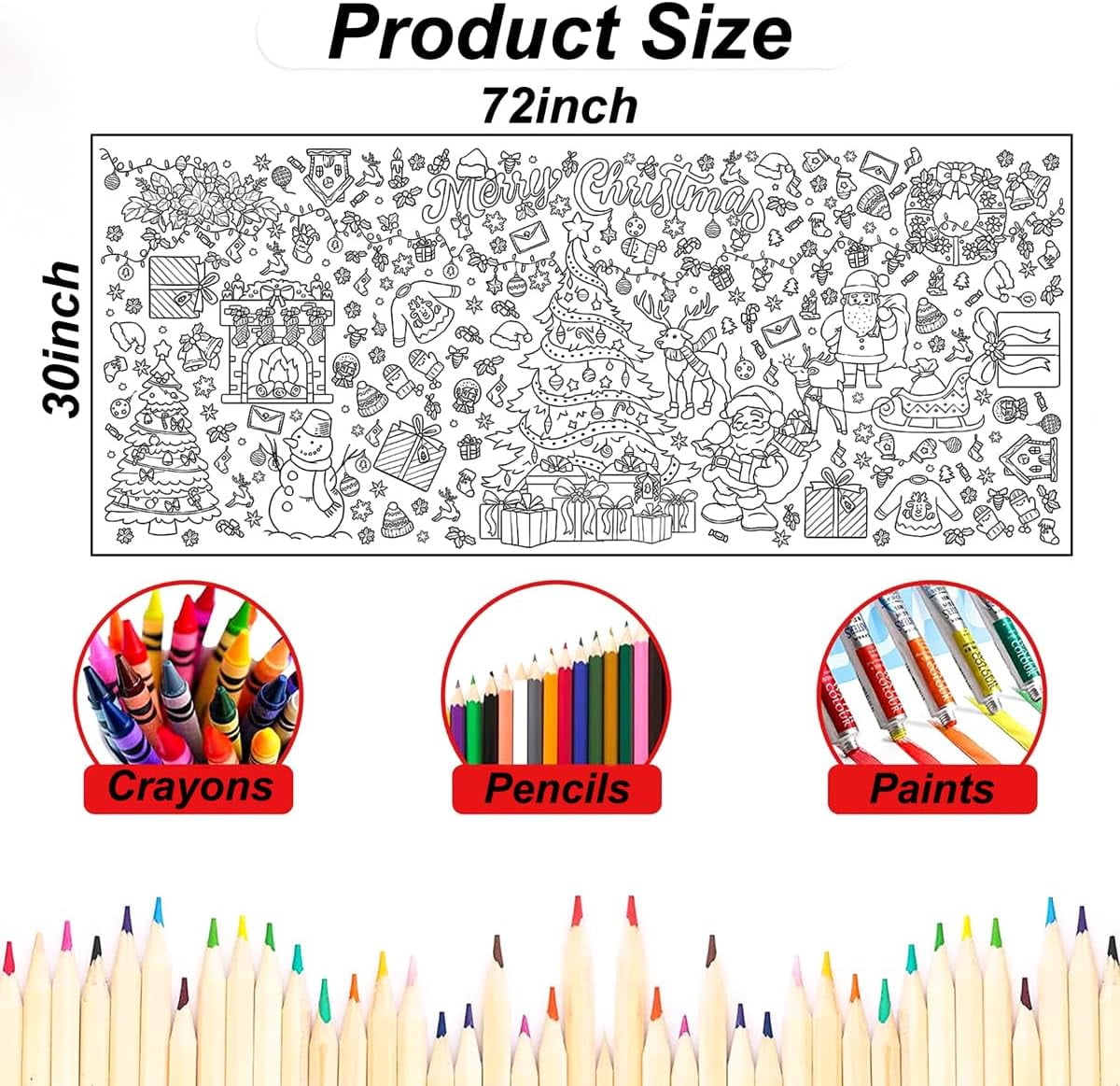 XINDUO-Christmas Coloring Tablecloth - 30 x 72 Inch Giant Christmas ...
