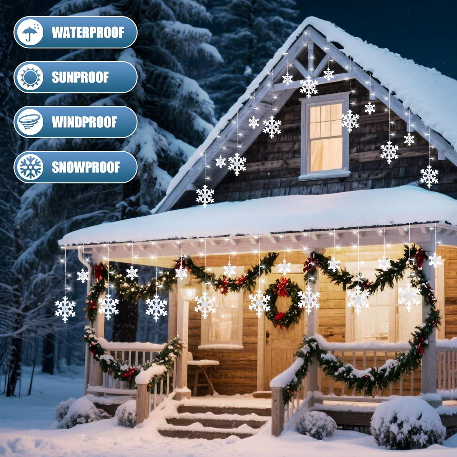 XINDUO-Christmas Snowflake Lights Outdoor - 13FT 192LED Snowflake ...