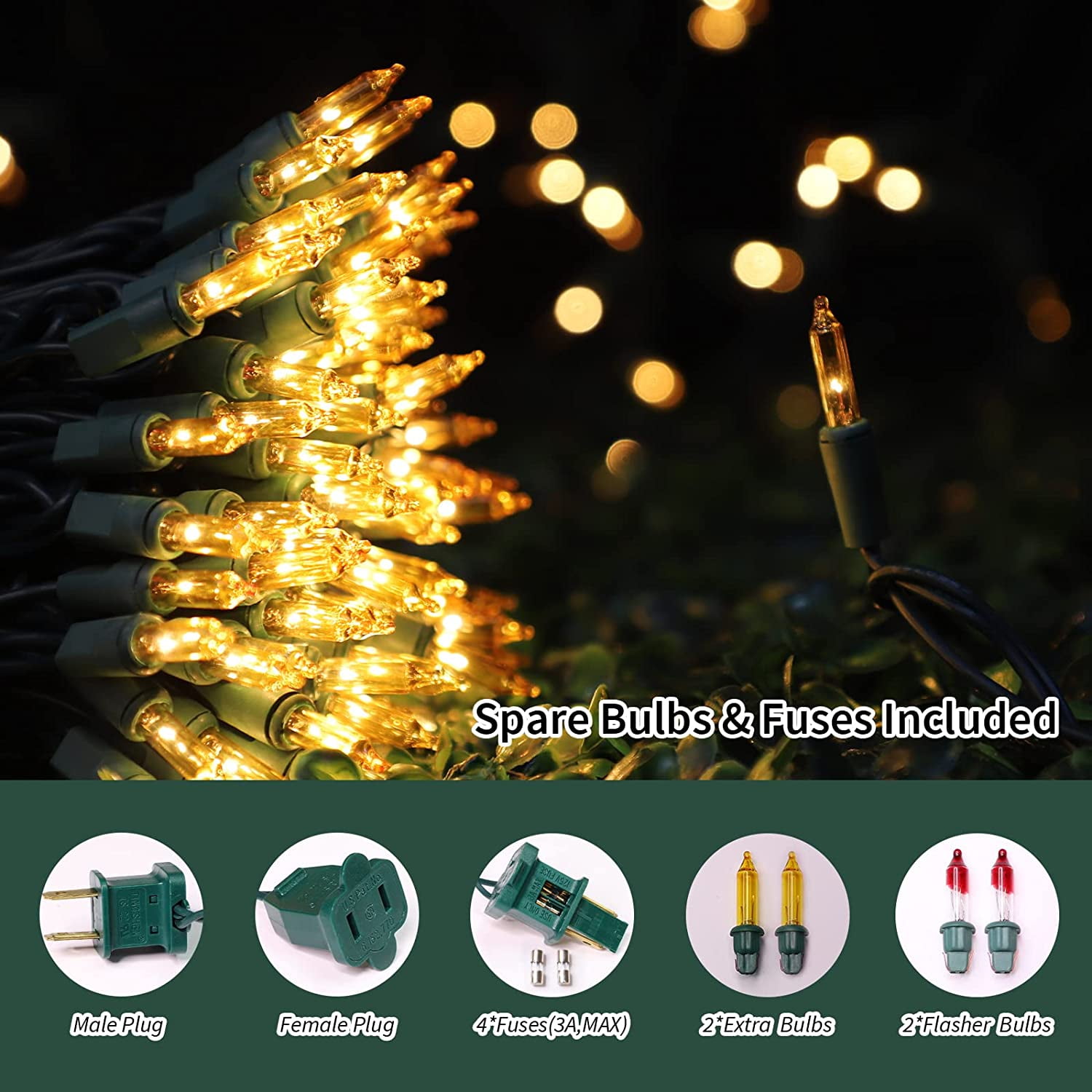 XINDUO-Christmas String Light,100 Count Incandescent Mini String Light ...