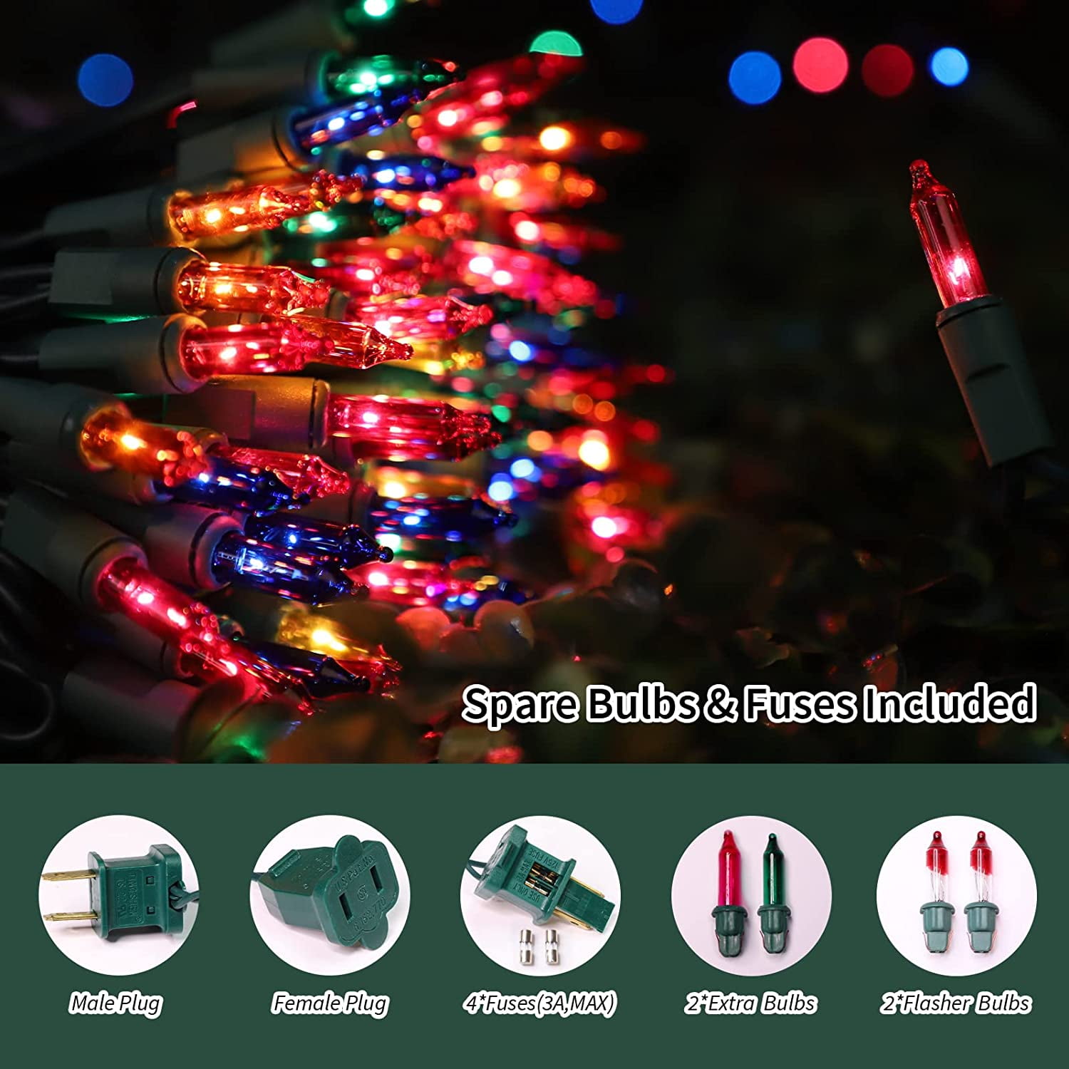 XINDUO-Christmas String Light,100 Count Incandescent Mini String Light ...