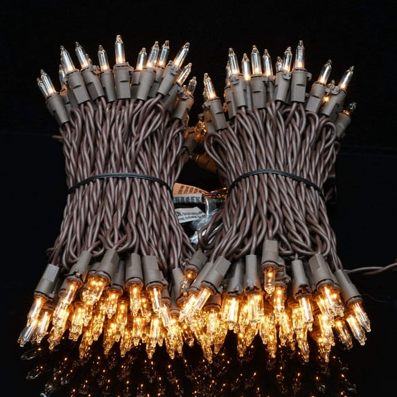 XINDUO-Clear Christmas Lights with Brown Wire, 66 Feet 200 Count UL ...