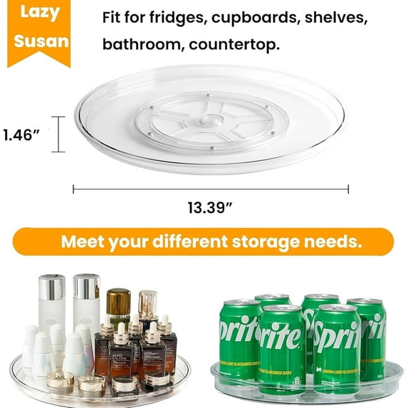 XINDUO-Clear Lazy Susan Organizer, Non-Skid 13" Plastic Lazy Susan ...