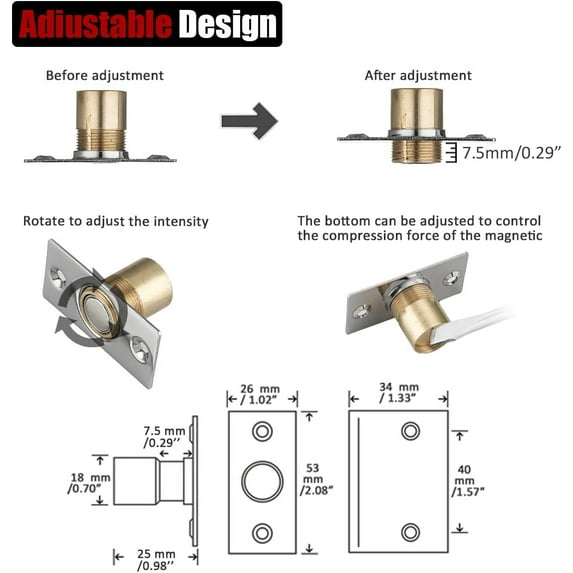 XINDUO-Closet Magnetic Door Ball Catch Hardware, 430 Stainless Steel ...