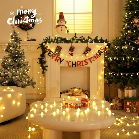 XINDUO-Connectable 43FT 100LED Globe String Lights | 8 Modes Warm White ...