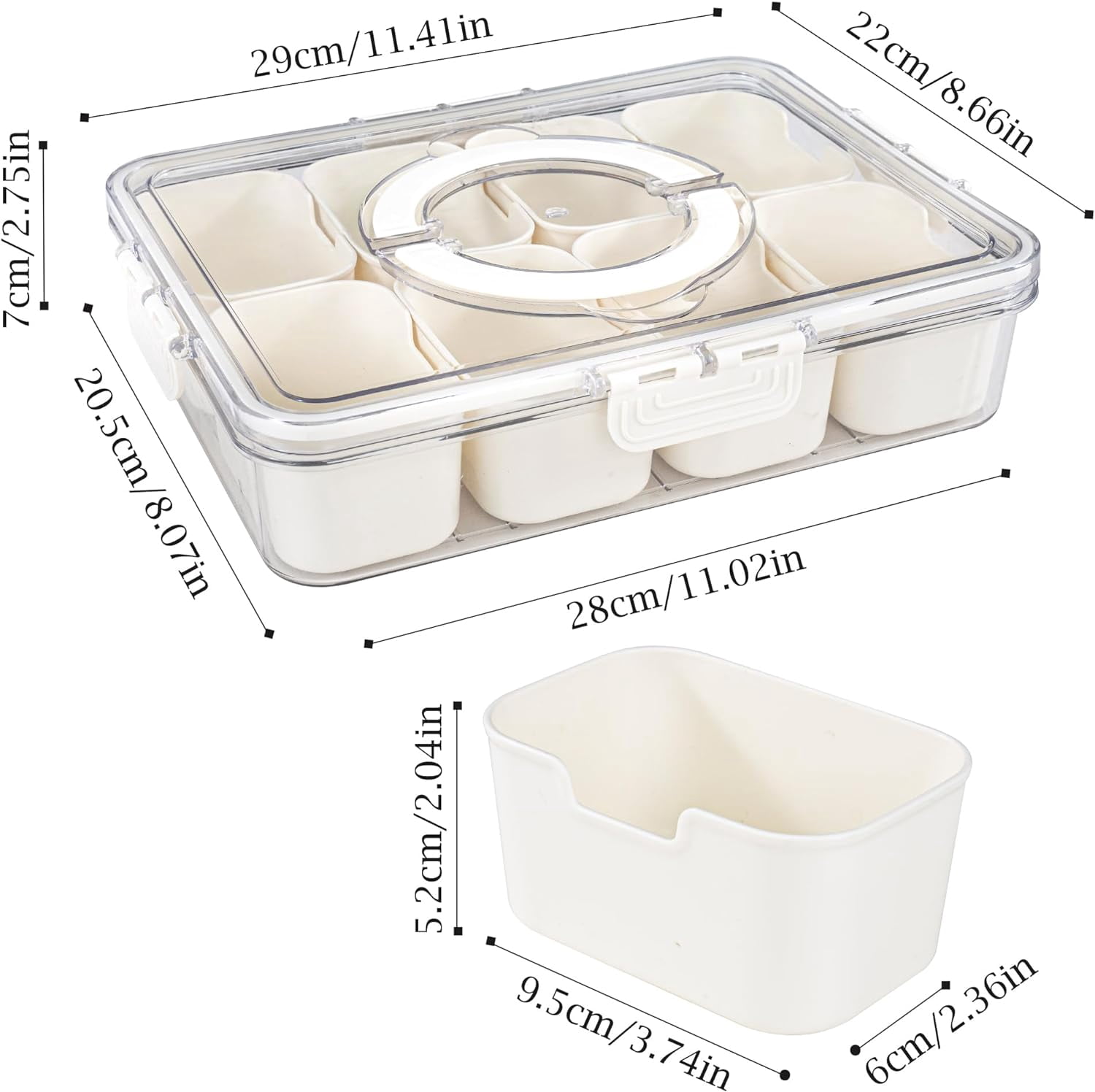 XINDUO-Divided Serving Tray with Handle, 8 Compartments Snack Box for ...