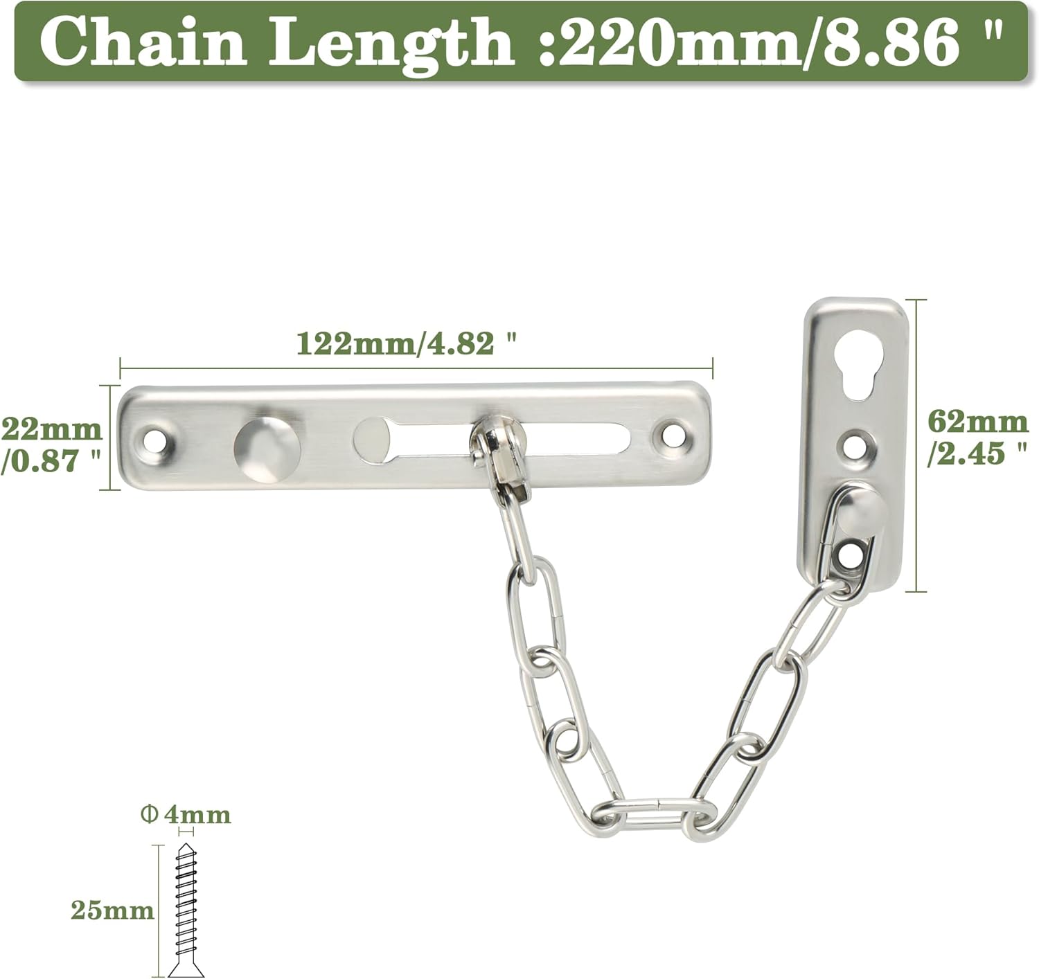 XINDUO-Door Chain Lock Door Latch Guard Stainless Steel Safety Chain ...