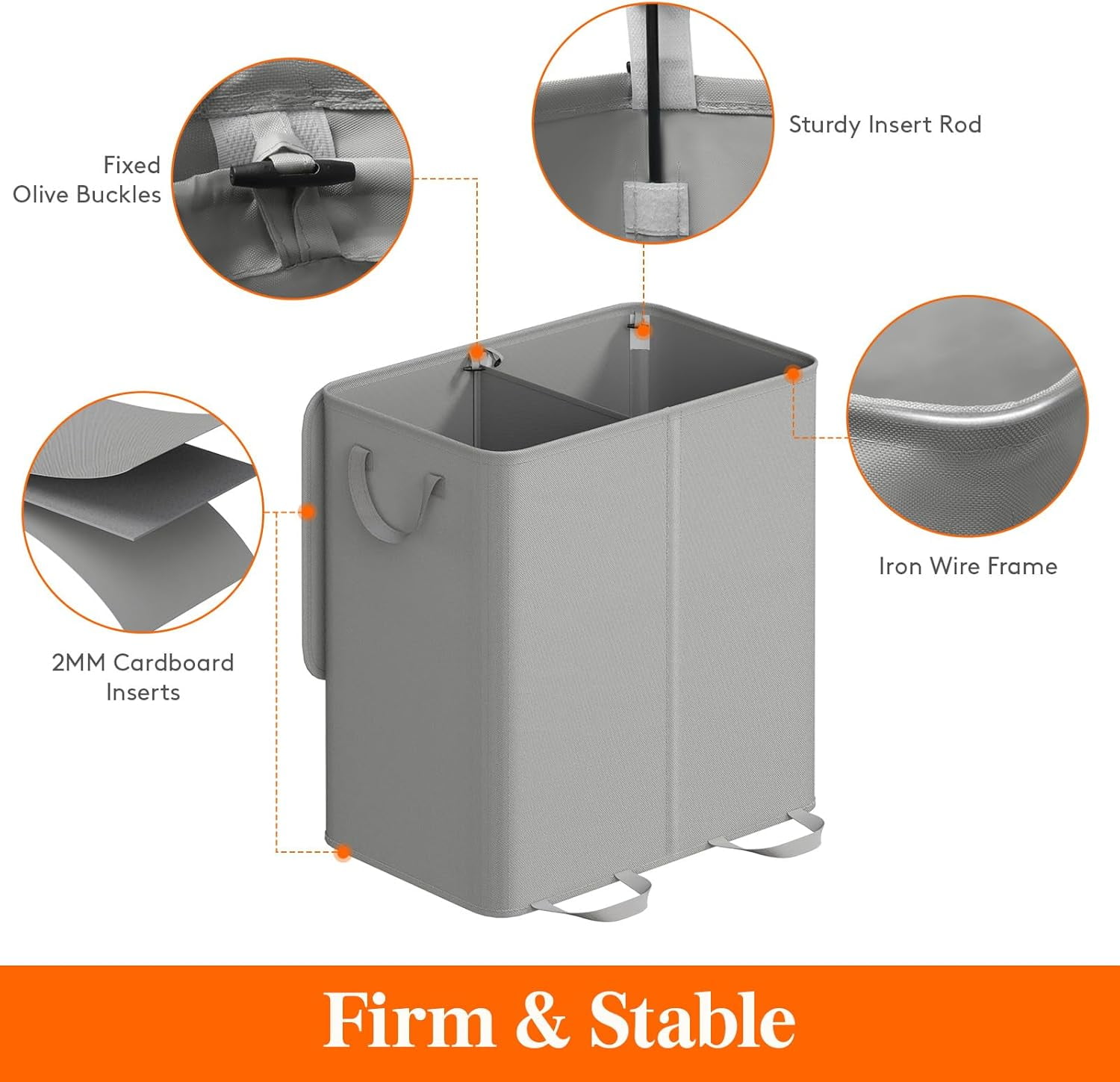 XINDUO-Double Laundry Hamper with Lid and Removable Laundry Bags, Large ...