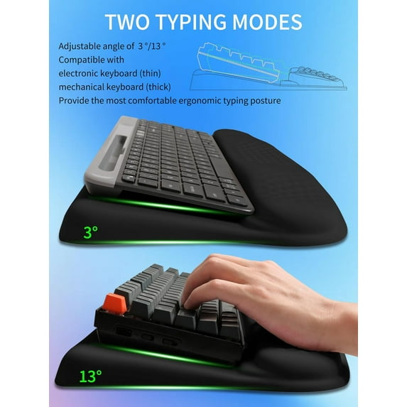 XINDUO-Ergonomic Wave Wrist Rest with Keyboard Stand, Cushioned Palm ...