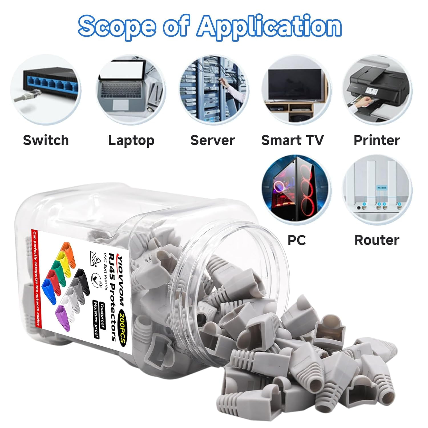 XINDUO-Ethernet RJ45 Cable Connector Soft Plastic Boots, Cover Strain ...