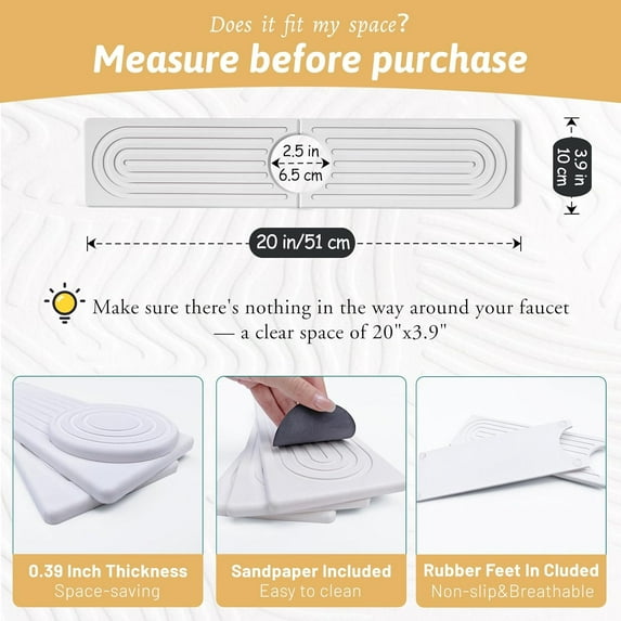 XINDUO-Faucet Mat for Kitchen Sink, 20" Wide Diatomite Fast Drying ...