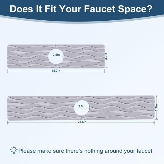 XINDUO-Faucet Mat for Kitchen Sink, 23.6"x 3.9" Fast Drying Diatomite ...