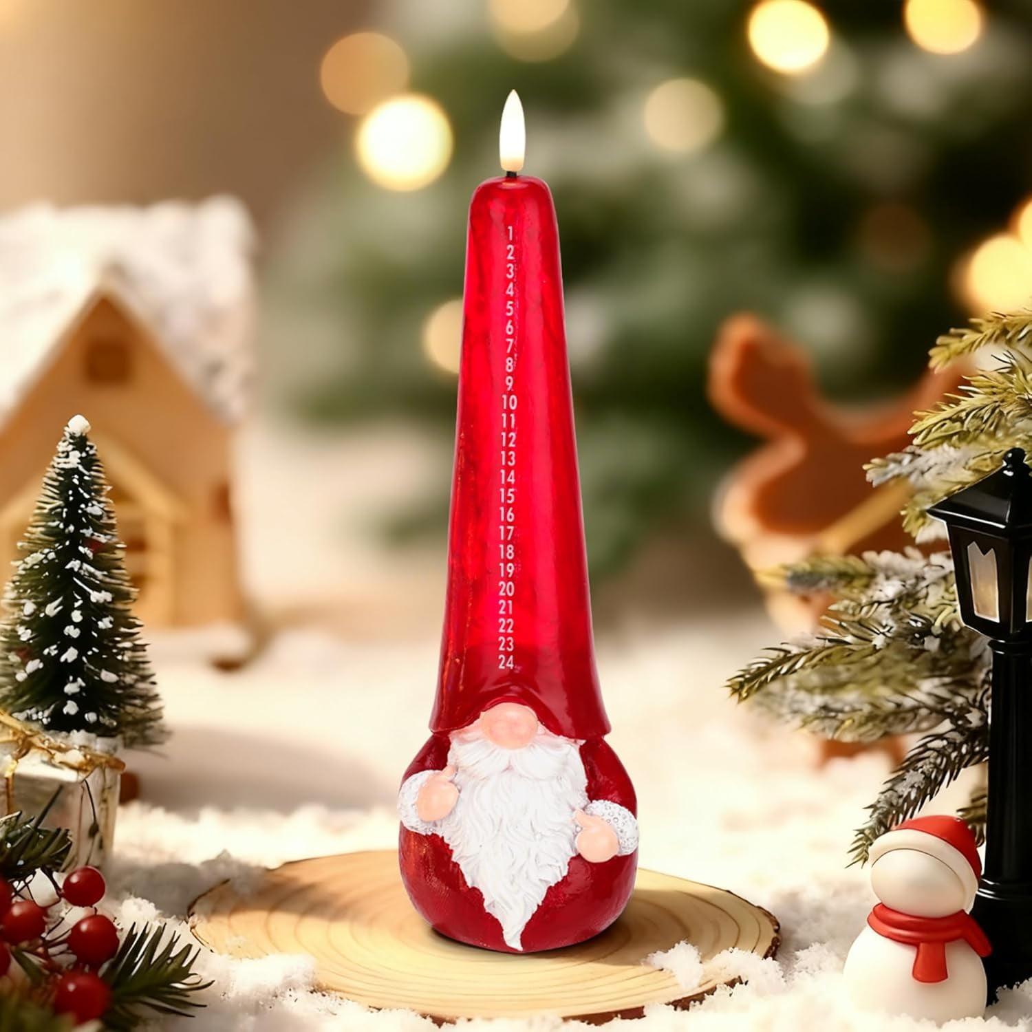 XINDUO-Flameless Christmas Countdown Candles with Remote, 3D Flickering Flame Santa Battery ...