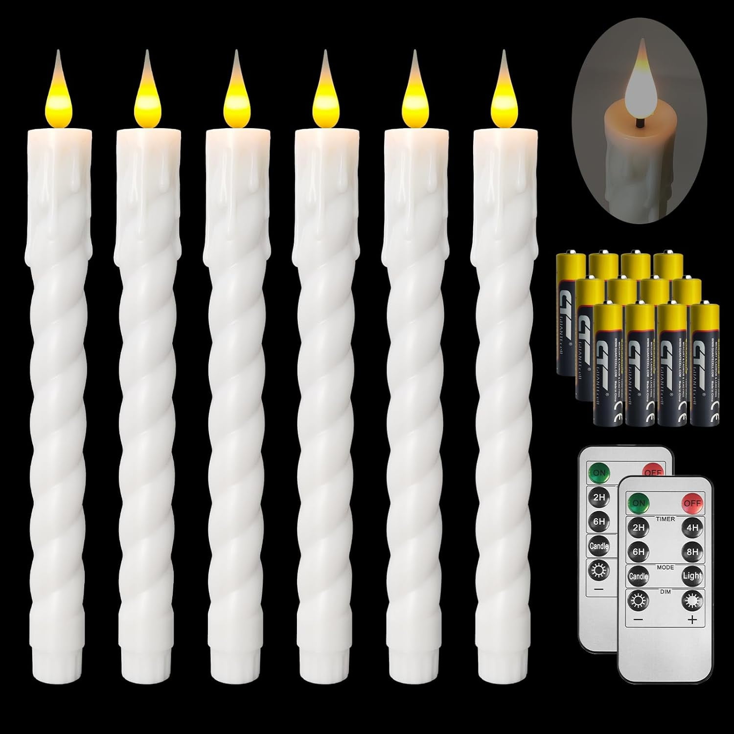 XINDUO-Flameless Taper Candles Flickering with Remote,Timer, Dimmer,9.7 ...