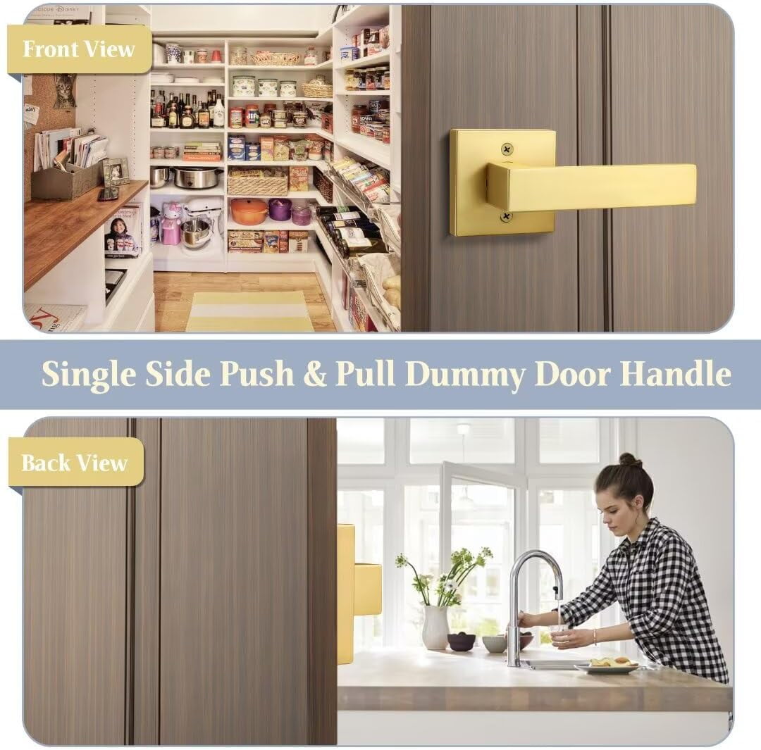 XINDUO-Gold Dummy Door Handle Non-Turning, Square Single Dummy Door ...