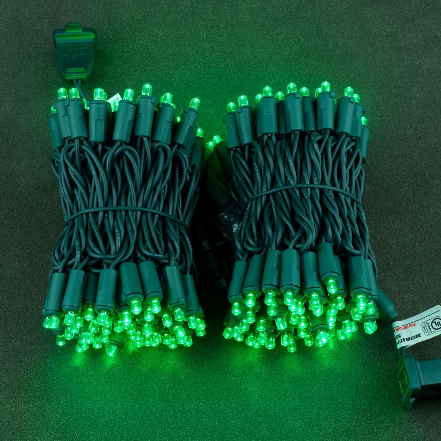 XINDUO-Green Wide Angle LED Christmas Lights 200 Count 50 ft, Pack of 2 ...