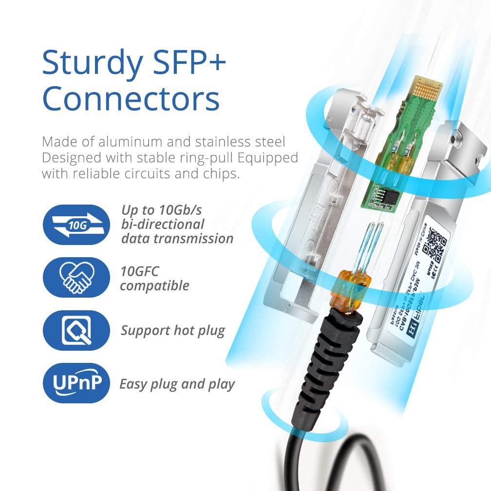 XINDUO-H!Fiber SFP+ Cable, 10G SFP+ DAC, 5M(16.4ft), Passive Direct ...