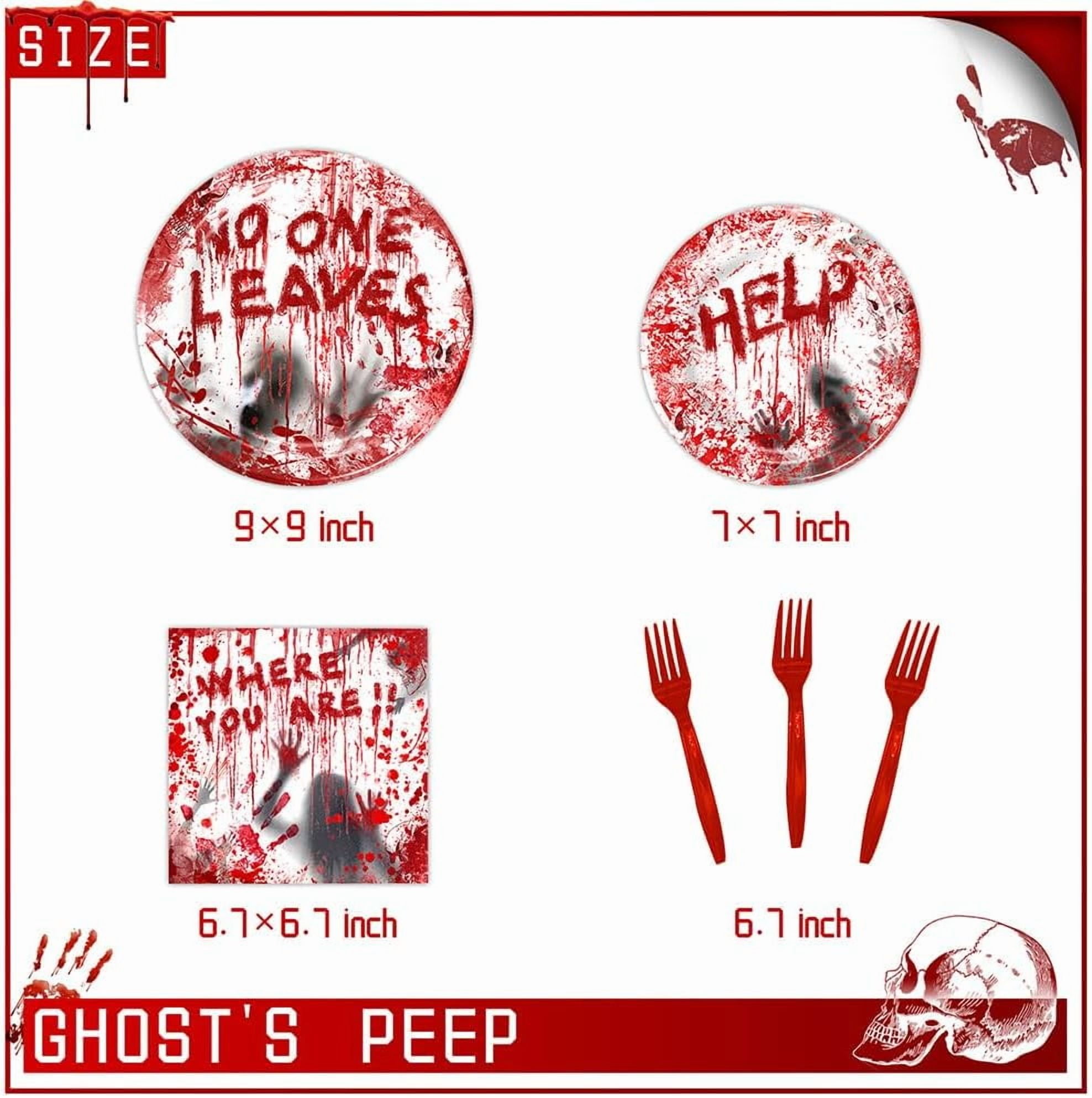 XINDUO-Halloween Horror Bloody Party Decorations for 24 Guests, 96 Pcs ...