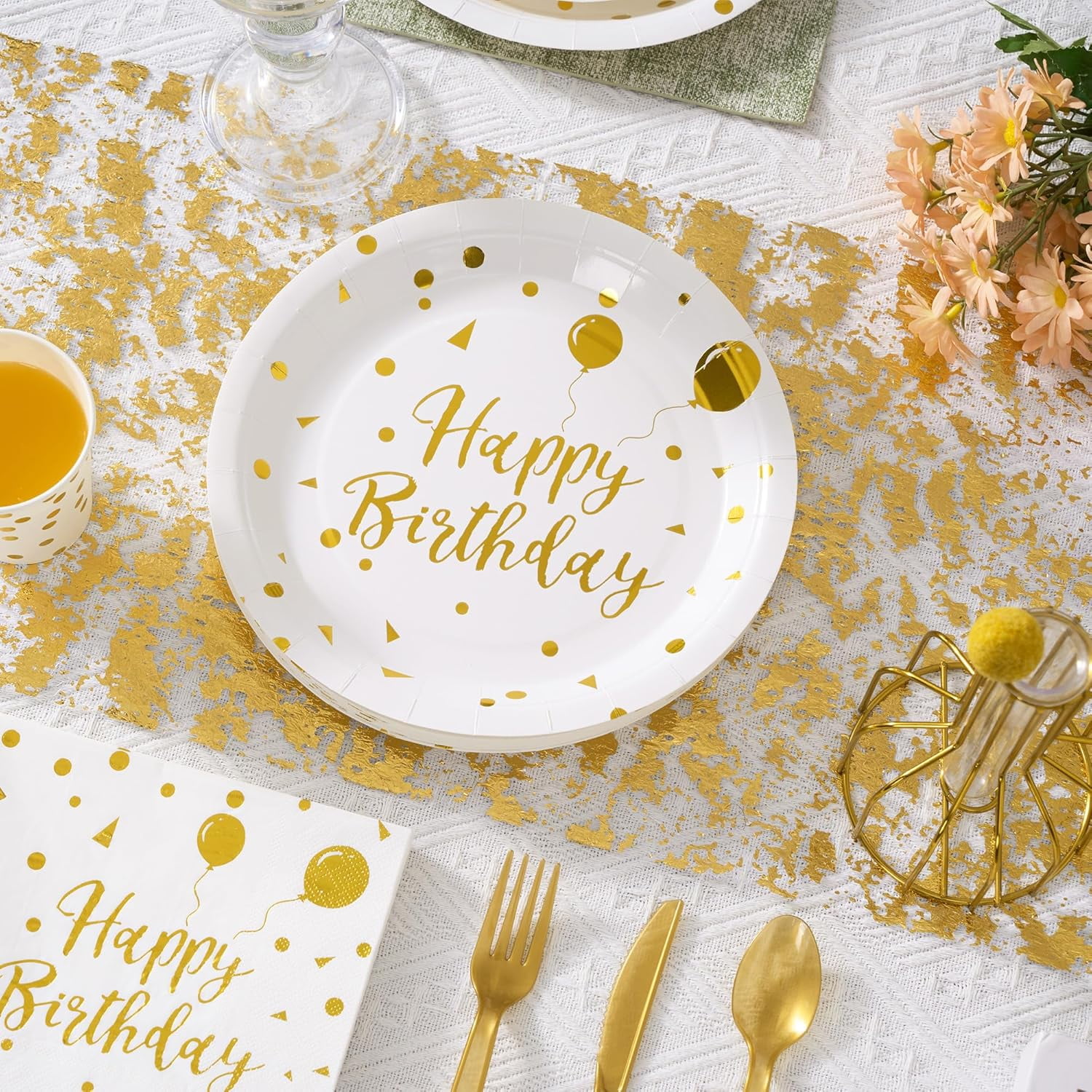XINDUO-Happy Birthday Paper Plates Set, 175 PCS Disposable Dinnerware ...