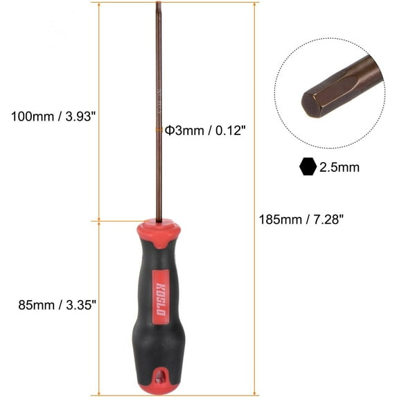 XINDUO-Hex Screwdriver 2.5mm Magnetic Hexagon Key Metric Driver with 3. ...
