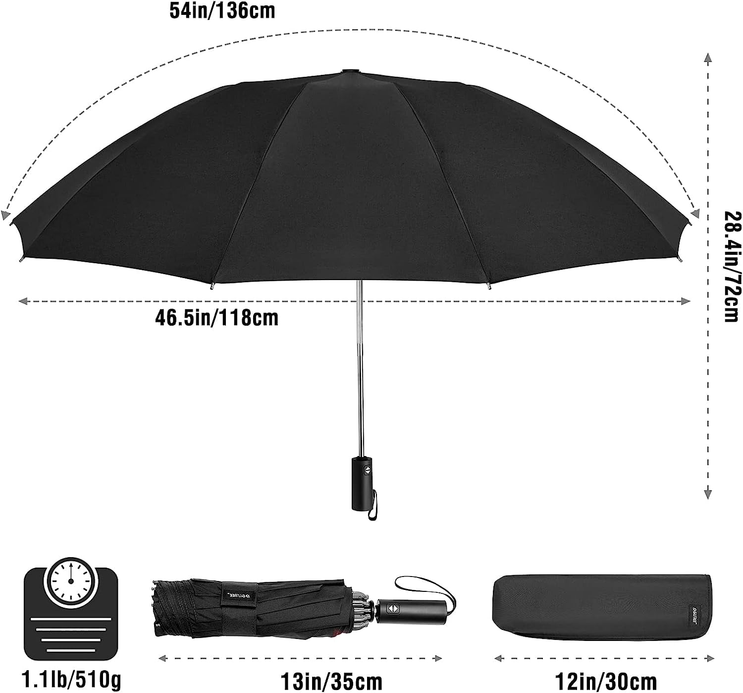 XINDUO-Inverted Windproof Umbrella-54 Inch Large Canopy for Rain ...