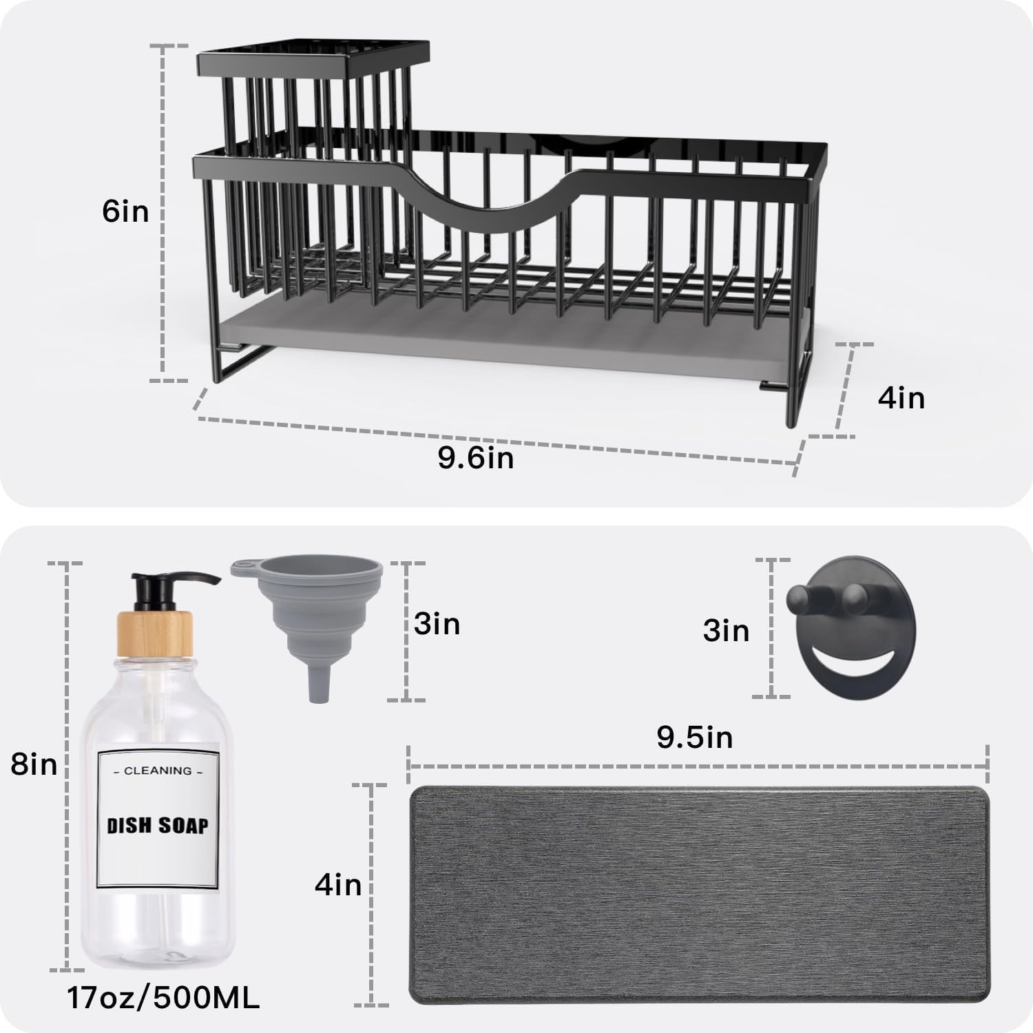 XINDUO-Kitchen Dish Soap Dispenser Set, 17OZ PET Bottle with Rustproof ...