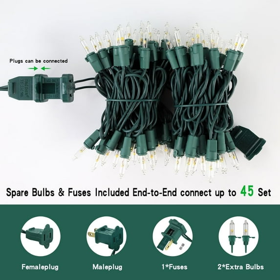 XINDUO-LED Christmas StringLights 20FT 100 Count, Mini Waterproof ...
