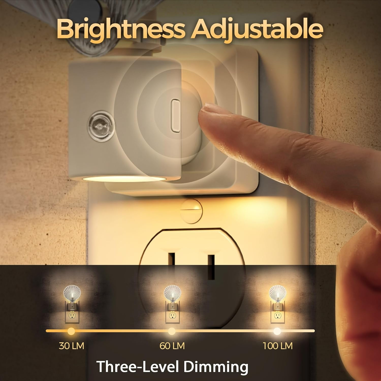 XINDUO-LED Night Light[2 Pack], Glass Shell Night Lights Plug into Wall ...