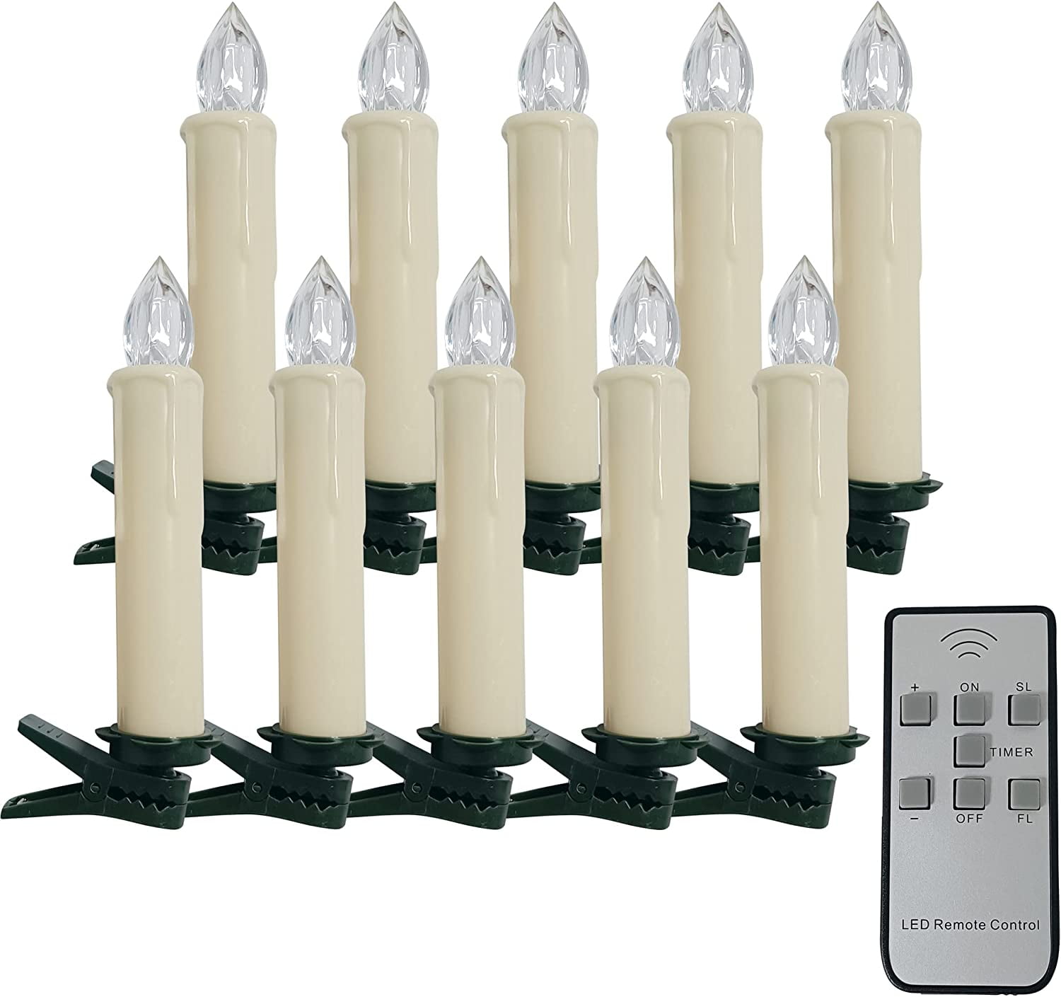 XINDUO-LED Taper Candle Timer Candlestciks, 10pcs Mini Battery Powered ...