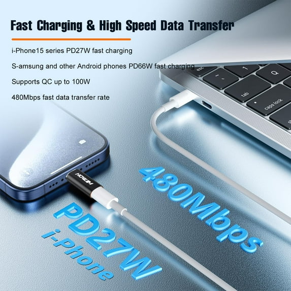 XINDUO-Light-ning to USB C Adapter 2Pack,PD27W/66W Fast Charging ...