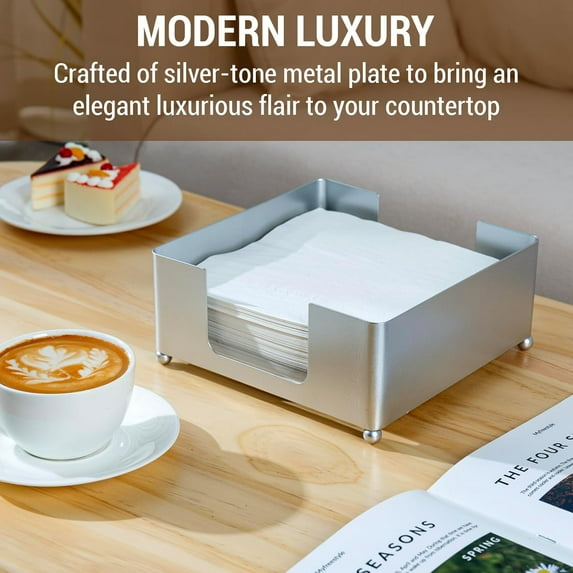 XINDUO-Modern Silver Metal Square Napkin Holder – Tabletop Napkin ...