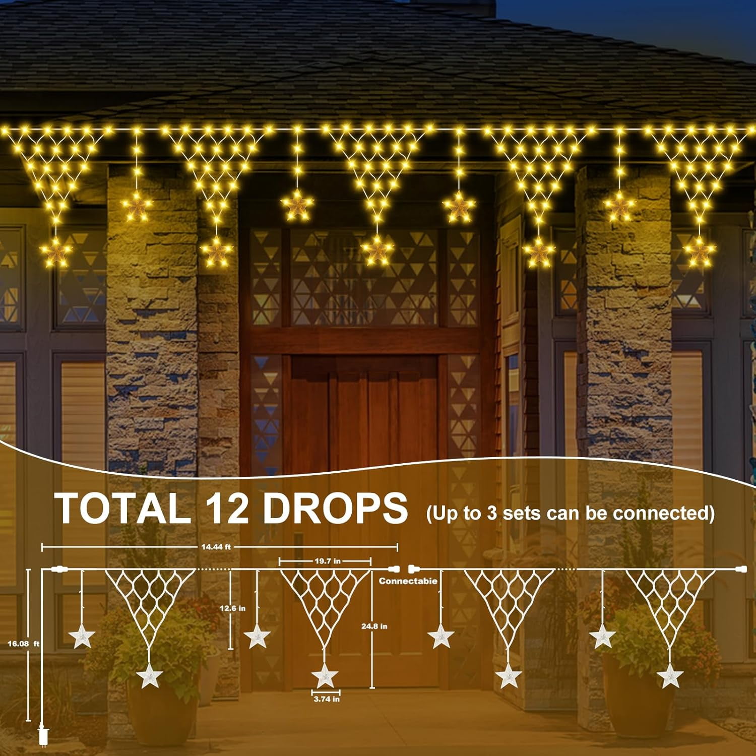 XINDUO-Outdoor Christmas String Lights Waterproof, 218 LED 13.8FT ...