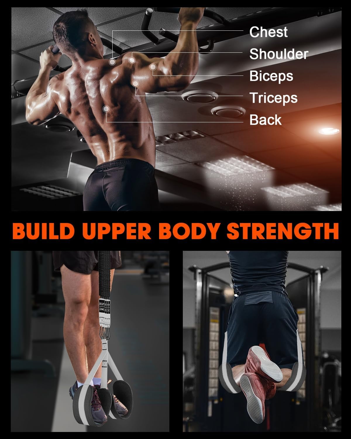 XINDUO-Pull Up Assistance Bands Set with Adjustable Resistance Band Bar ...