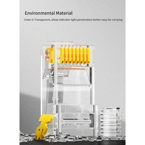 XINDUO-RJ45 Connectors, Standard Modular Plugs, UTP Gold-Plated 2 ...