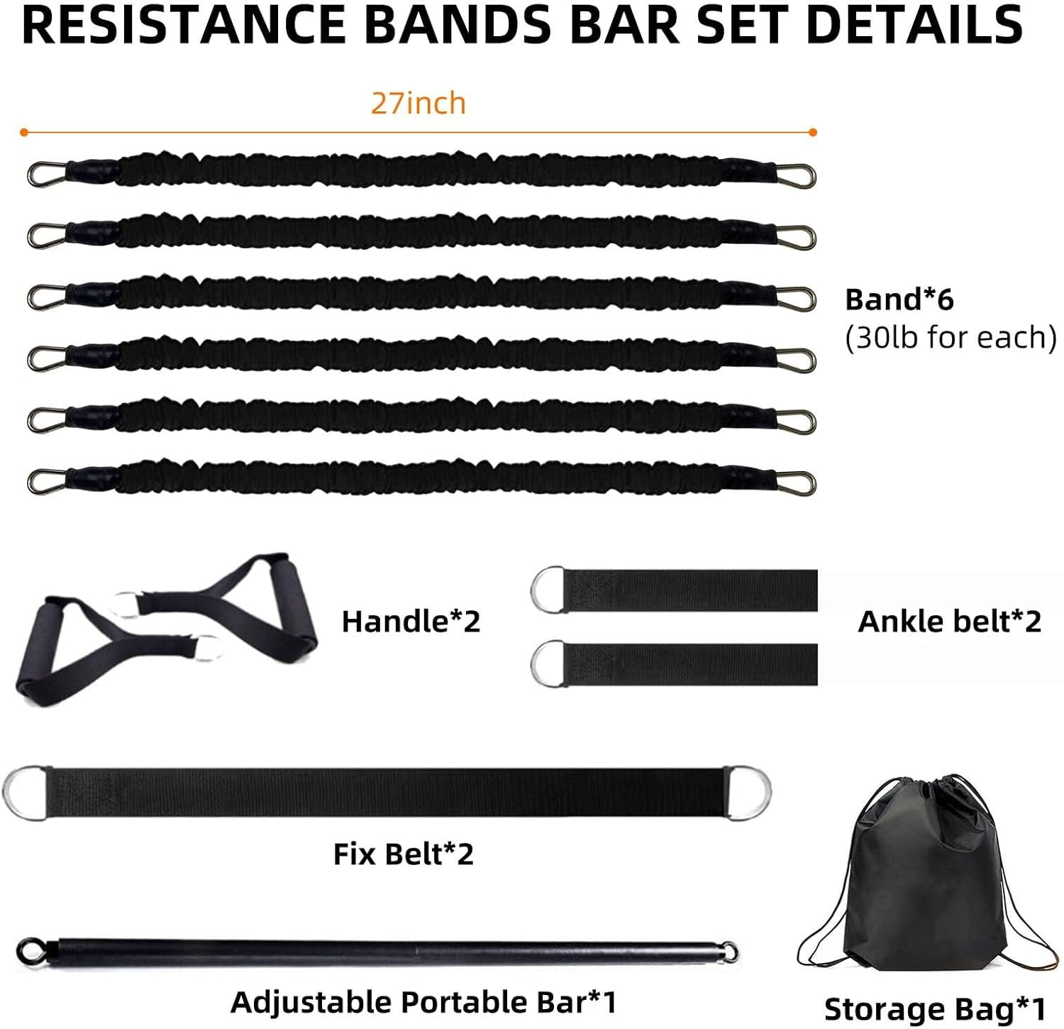 XINDUO-Resistance Band Bar Set, 3 Section for Working Out, Portable ...