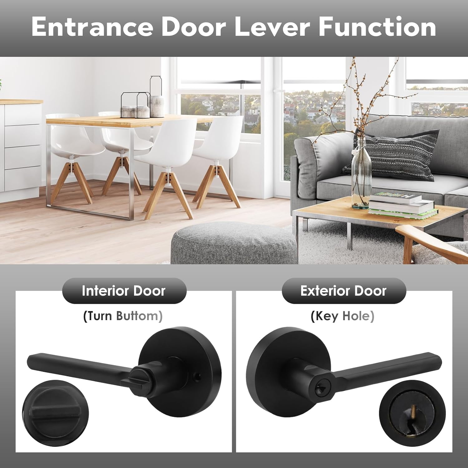 XINDUO-Round Heavy Duty Entry Door Lever Handle Lock with Key for ...