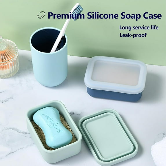 XINDUO-Silicone Soap Case - Travel Soap Container with Dual-Layer ...